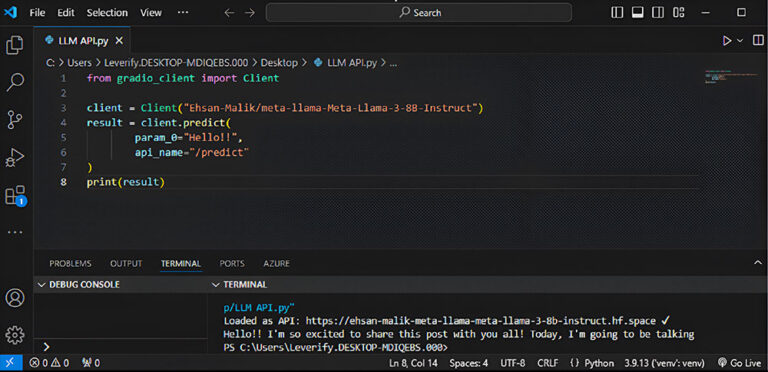 Creating LLM API for Free with Hugging Face Example